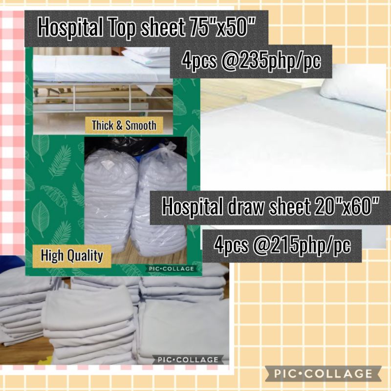 Hospital Top sheet 75"x50" and Draw sheet 20"x60" 4pcs each | Shopee ...