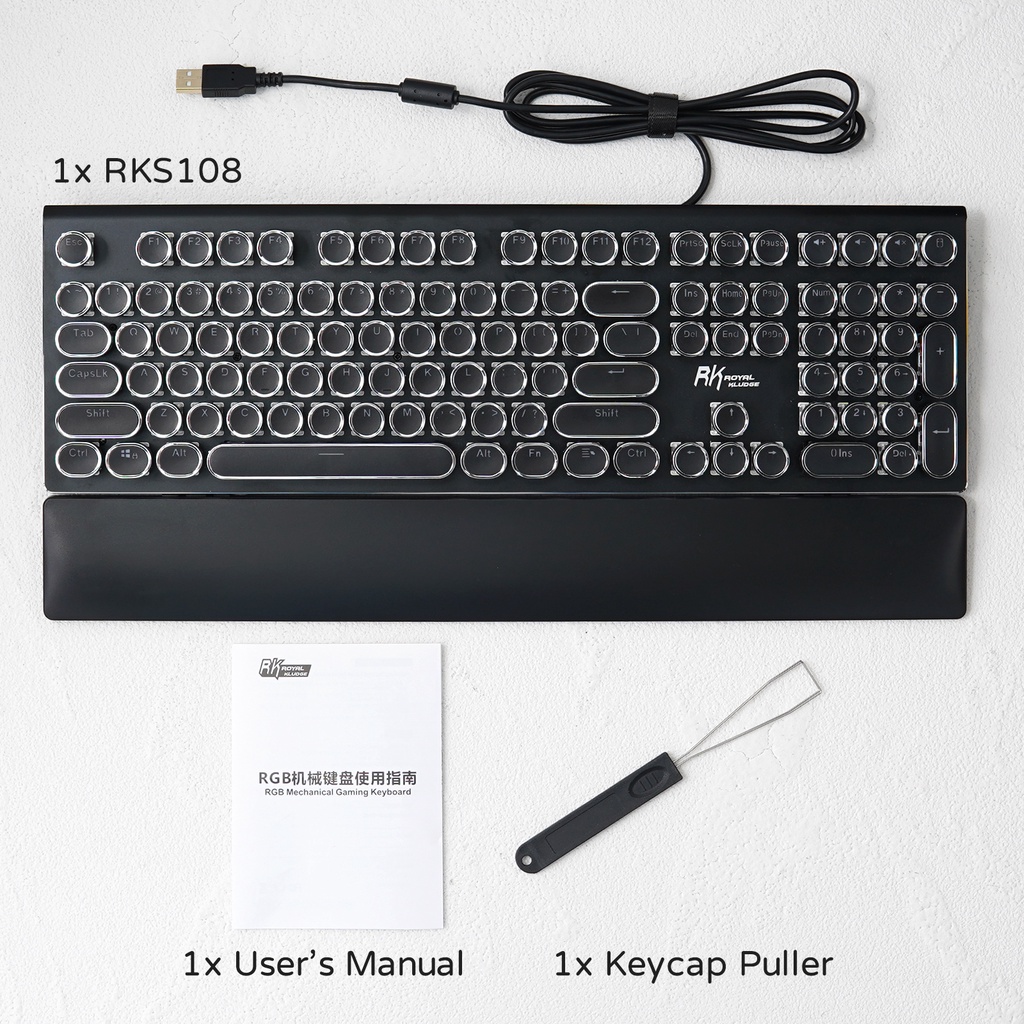 RK108/RK918/RK950 ROYAL KLUDGE Typewriter Mechanical Gaming Keyboard ...