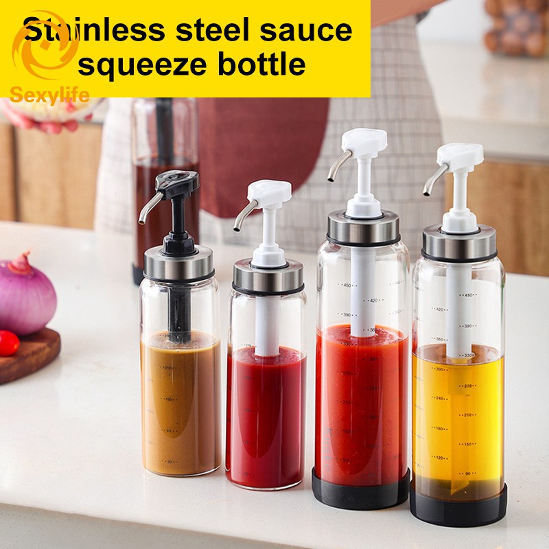 SL Sauce Syrup Dispenser Bottle Glass Olive Oil Dispenser with Wide ...