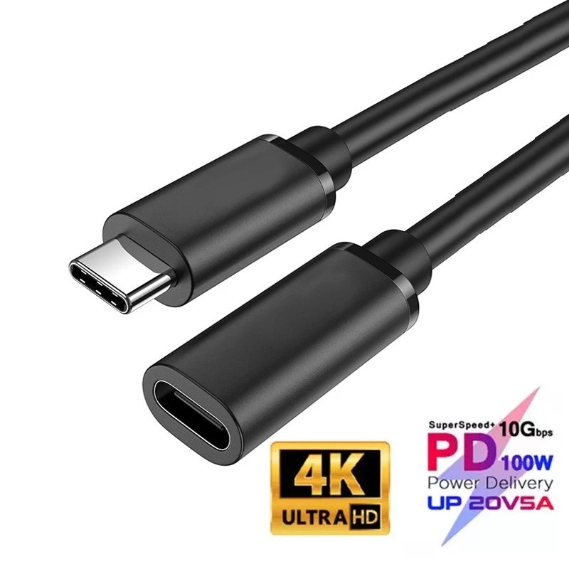 HDMI 4K USB 3.1 Type C Extension Cable 5A 100W Fast Charge 10Gbps Data ...