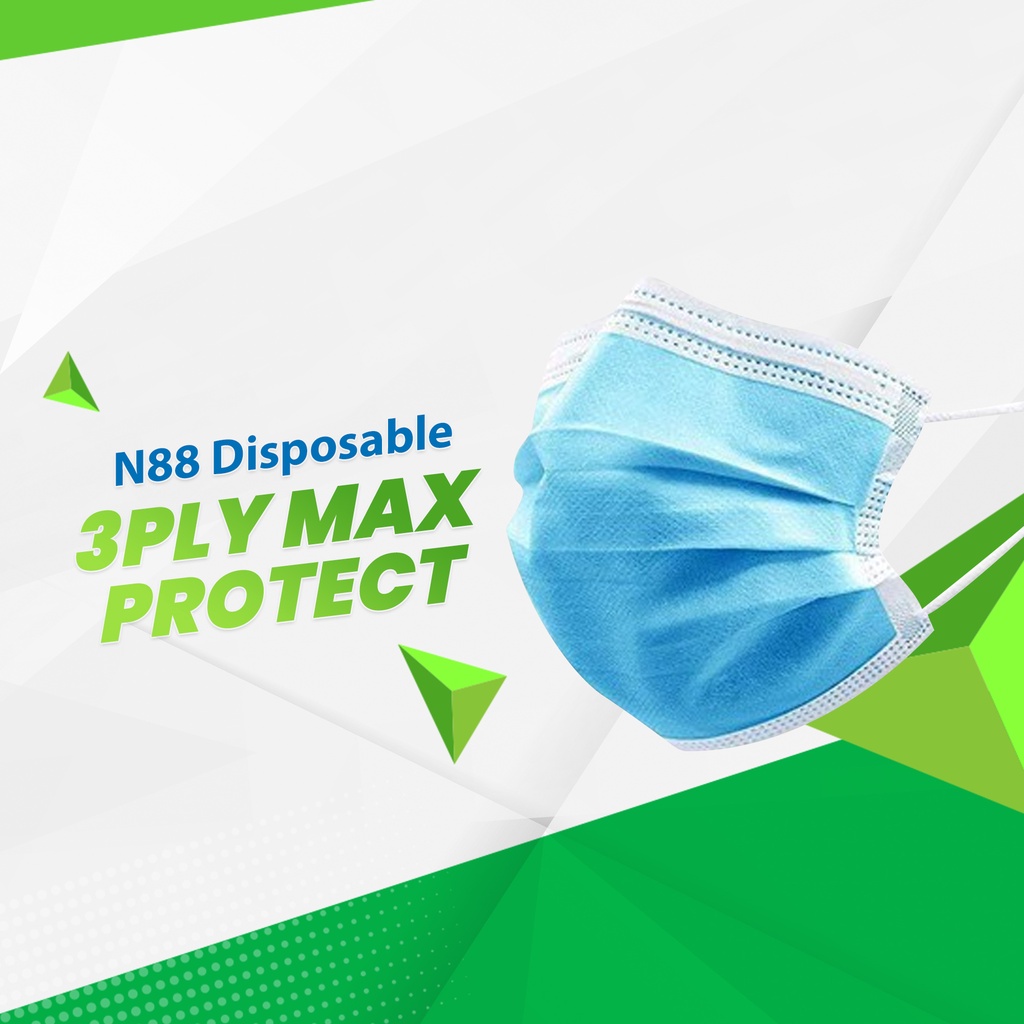 FACE MASK N88 DISPOSABLE 3PLY MAX PROTECT 50PCS | Shopee Philippines