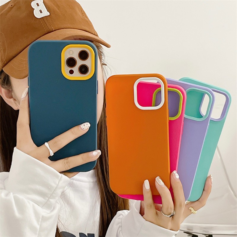 3 In 1 Soft Silicone Candy Color Phone Case iPhone 13 12 11 Pro Max ...