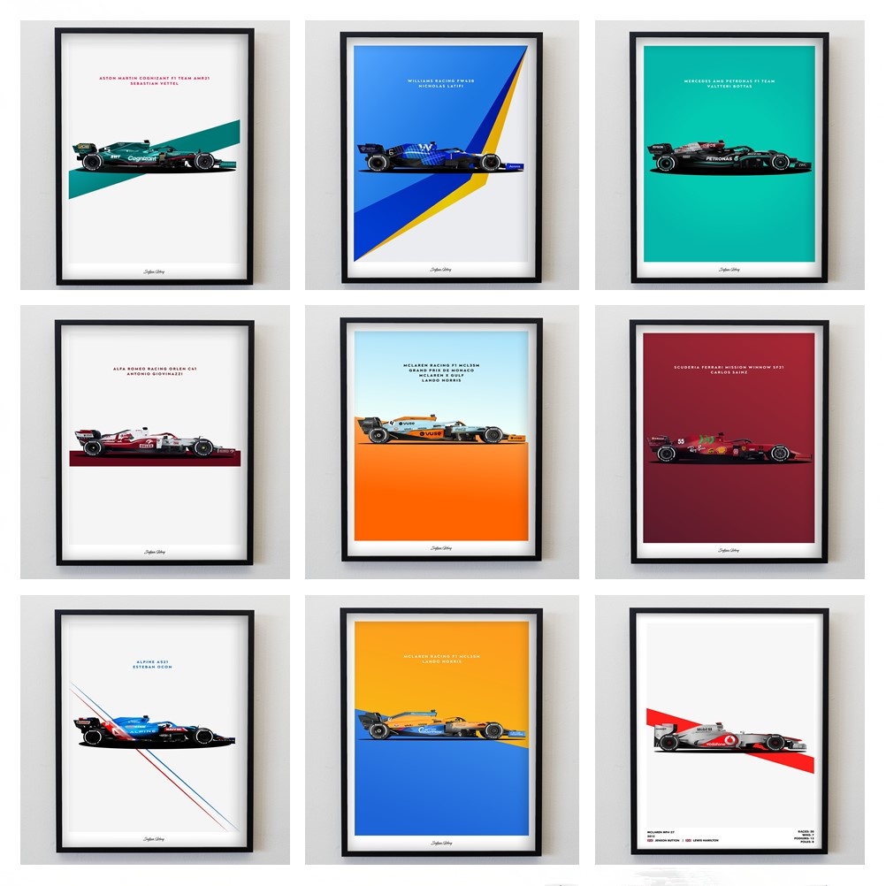F1 Racing Canvas Poster Aesthetic McLaren Road Car Motorsport Fans Wall ...