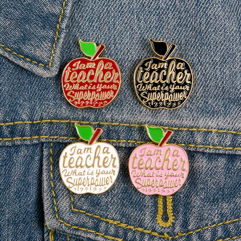 Teacher's Day Gift Pin Cartoon Apple Meanning Healthy, Younth Brooch ...