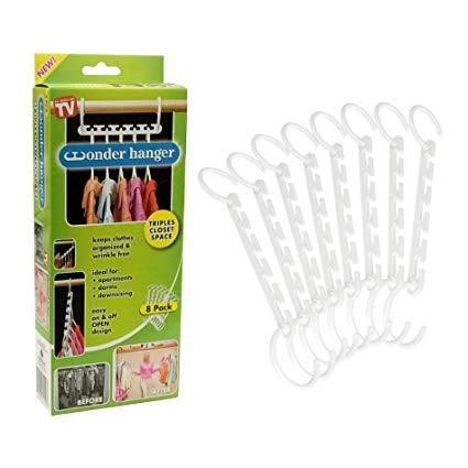 TONG'S Wonder Hanger – Pack of 8 in White, Magical Cascading Hangers ...