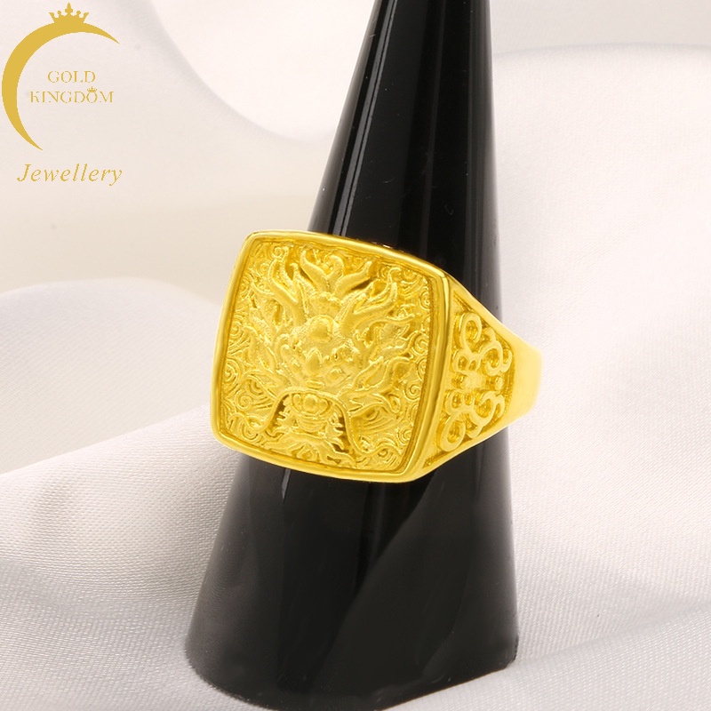 Bangkok 18K Golden Dragon Head Ring Men's Domineering Boss Ring Brass ...