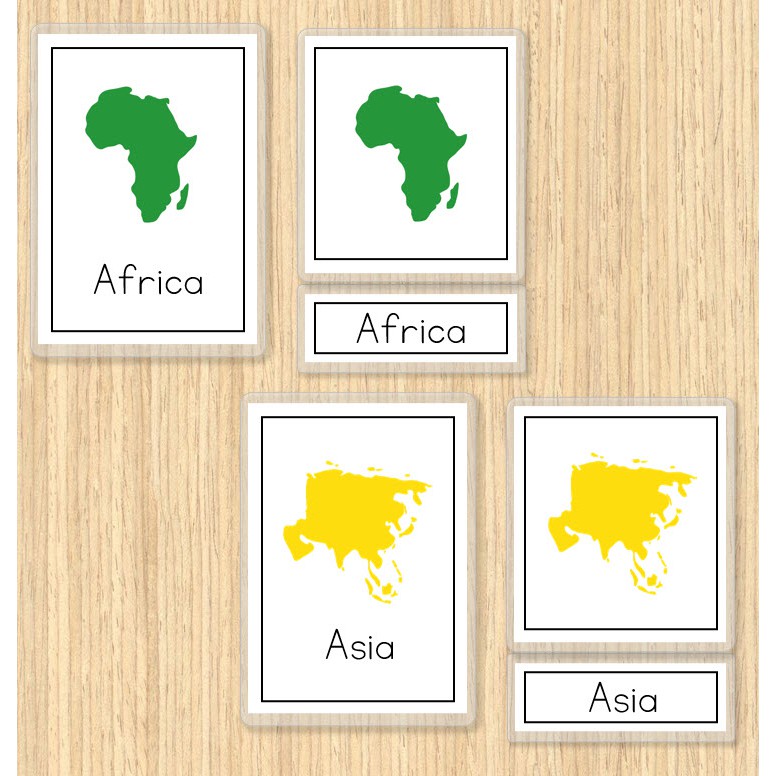 CONTINENTS - Montessori Three-Part Cards / Nomenclature Cards | Shopee ...