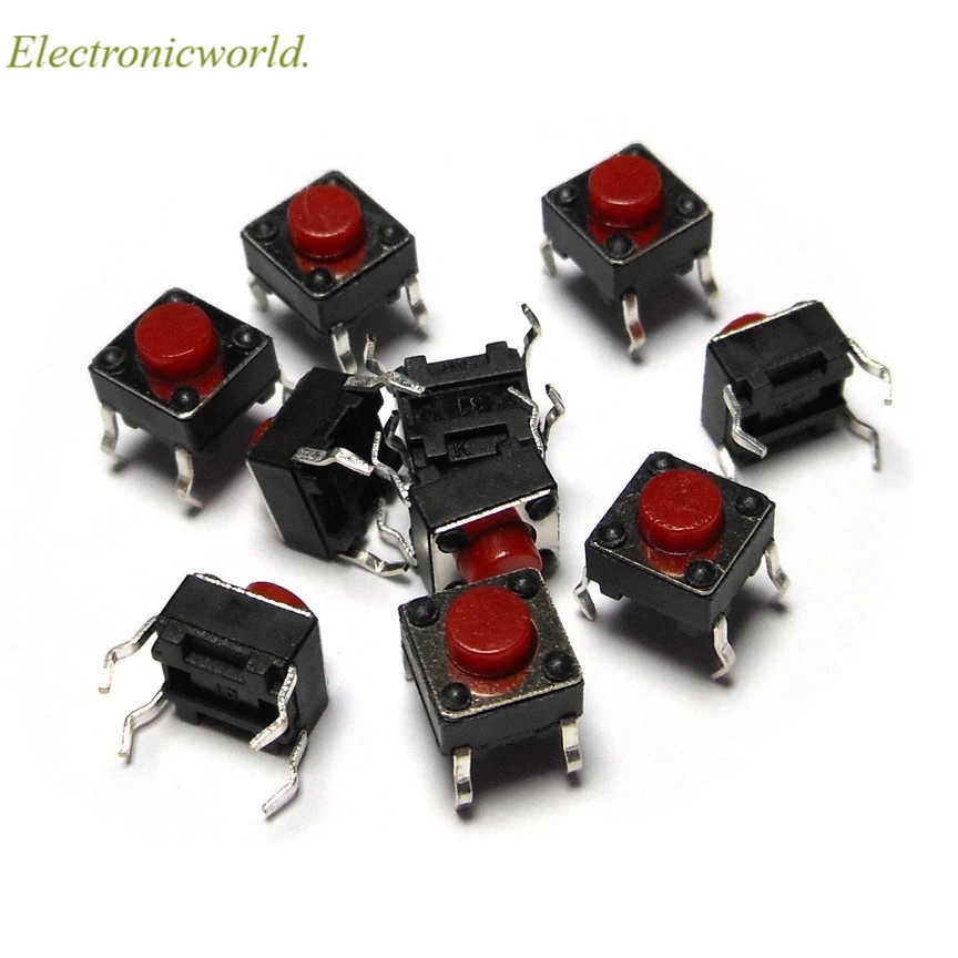 10PCS/Lot 6*6*5MM Red Small Button Switch Copper Foot Micro Square Push ...