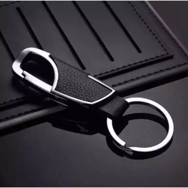 Keychain Luxury Leather Men Keychain Black Clasp Creative DIY Keyring ...