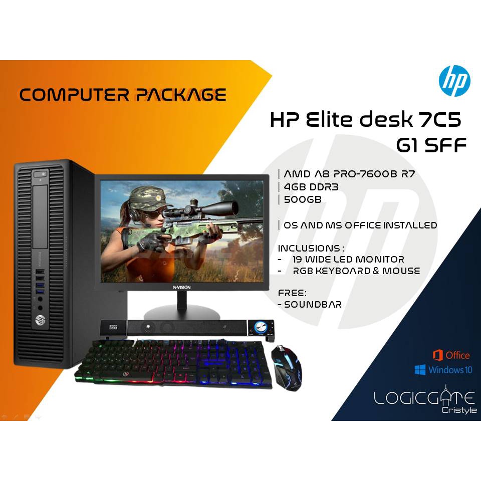 HP ELITEDESK 705 G1 AMD A8 PRO-7600B Quadcore 4GB 500GB 19 Inch ...