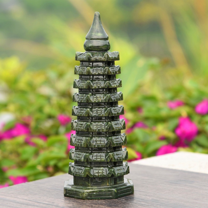 Natural Jade Crystal Tower Green Jade Quartz Stone Pagoda Point Mineral ...