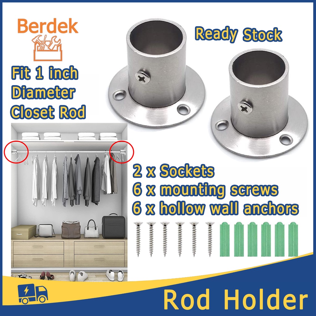 Stainless Steel Pole Sockets Flange Rod Holder Wall Mount Pipe Bracket ...