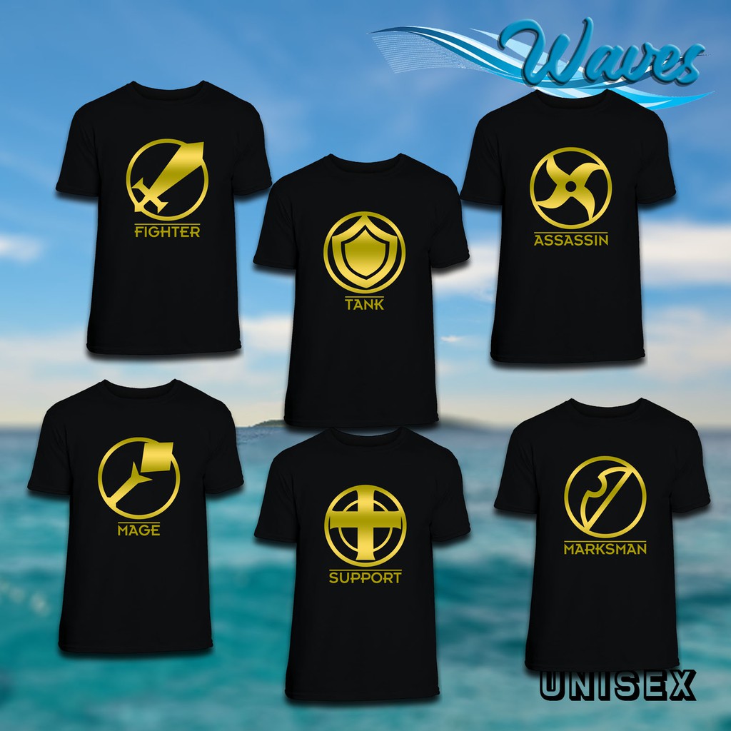 Tank Fighter Mage Support Assassin Marksman Main BLACK Shirt Type Class ...