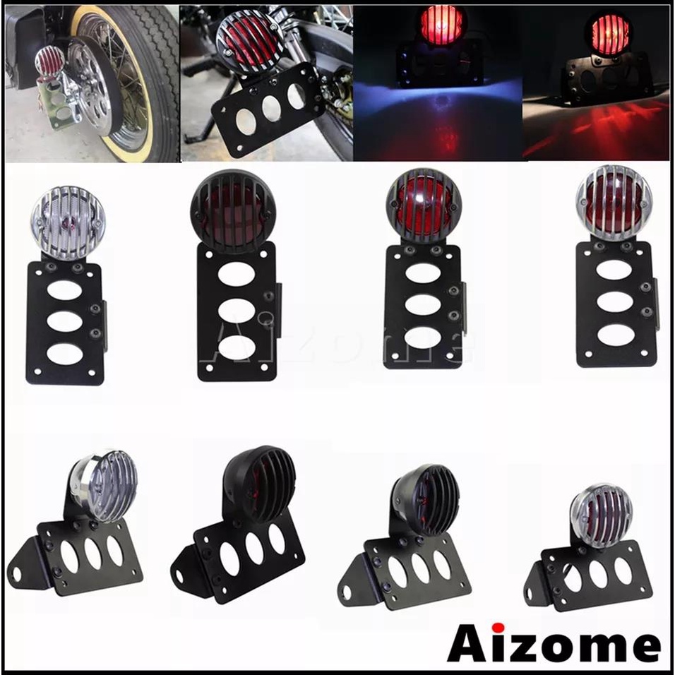 12V Motorcycle Side Mount Tail Light W/License Plate Holder For Harley ...