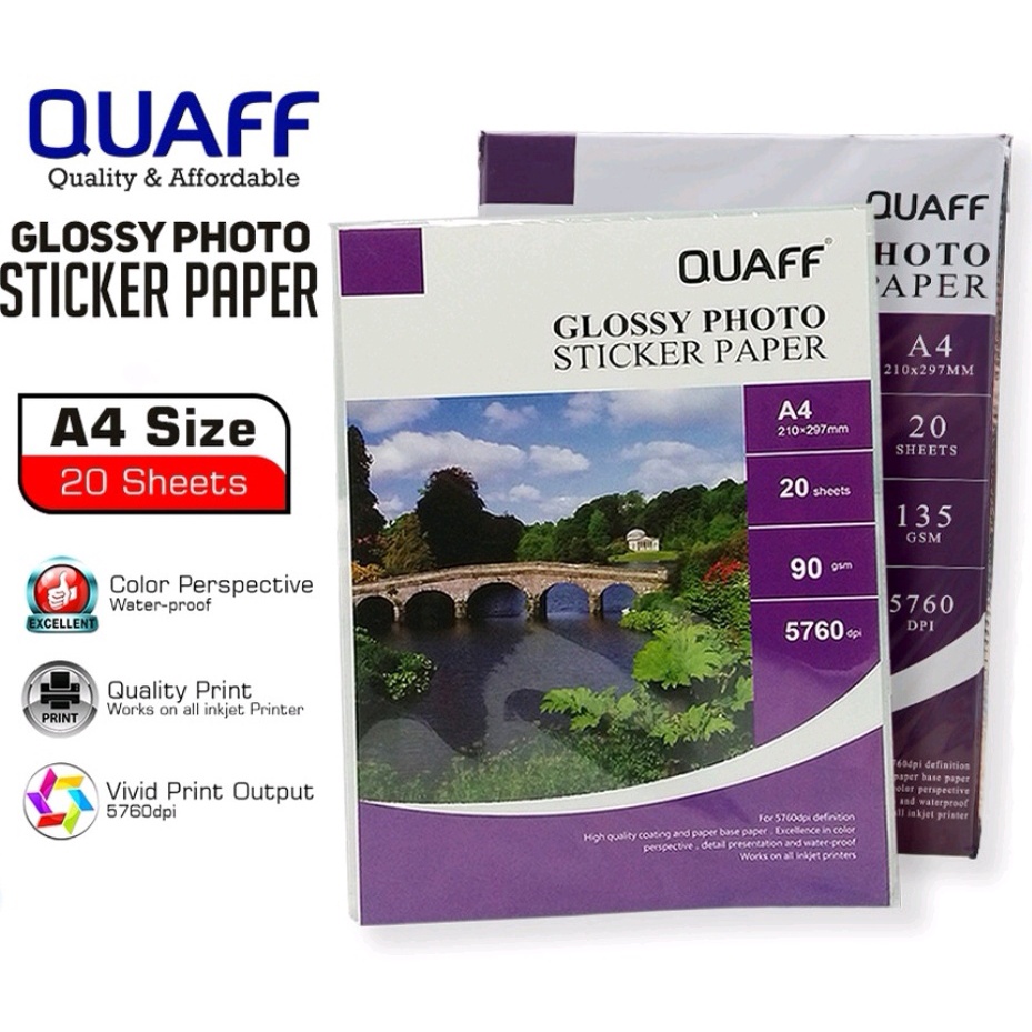 QUAFF Photo Sticker A4 size (90gsm / 135gsm) (20-50 sheets per pack ...