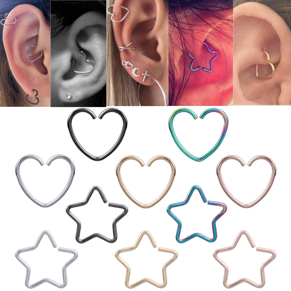 Star Helix Conch Cartilage Piercings Gift for Women Vintage Stainless ...
