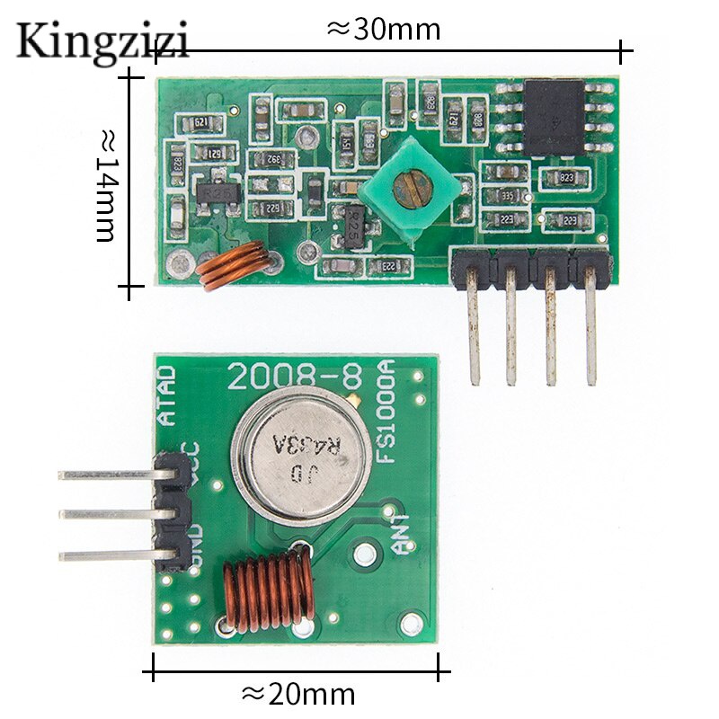 433Mhz RF Wireless Transmitter Module and Receiver Kit 5V DC 433MHZ ...