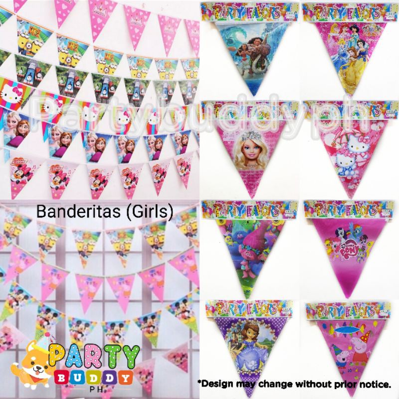 Triangle Banderitas / Party Banner 3M length- GIRL Character ...