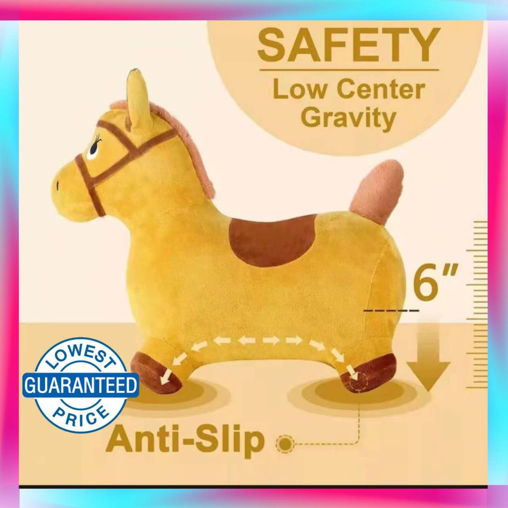 Children's horse riding inflatable toy with music vaulting horse plush ...