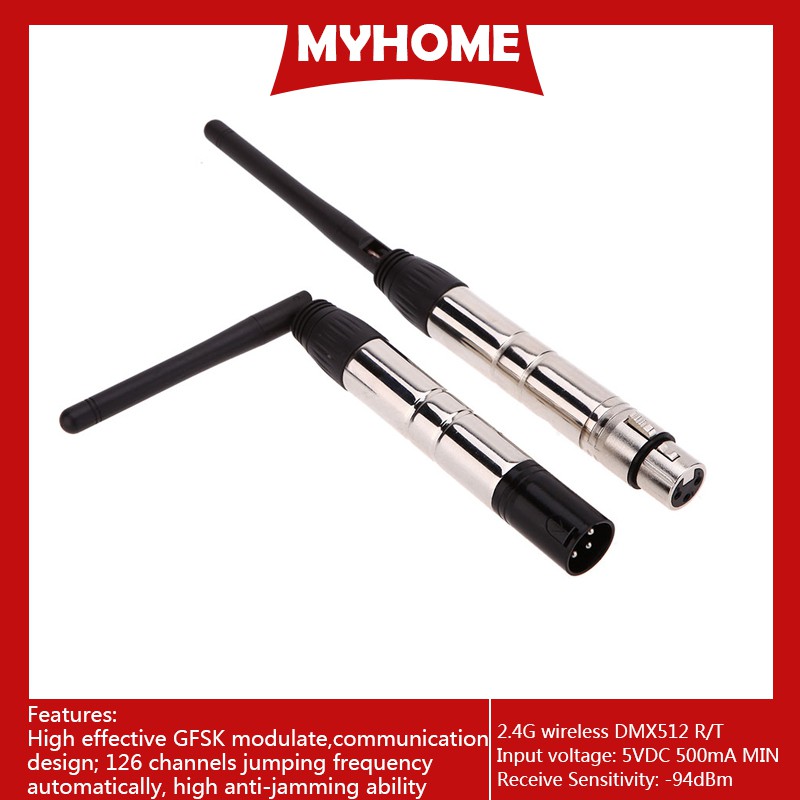 Lixada 2.4G ISM DMX512 Wireless Male & Female 2 in 1 XLR Receiver ...