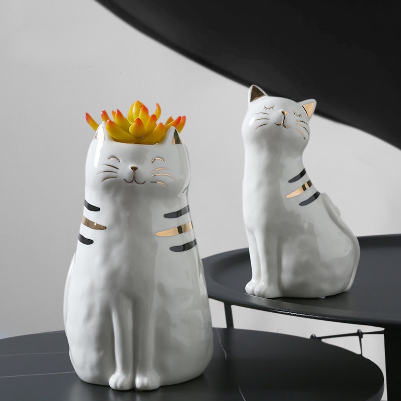 Creative Cute Cat Vase Decoration Ceramic Living Room Simple Flower ...