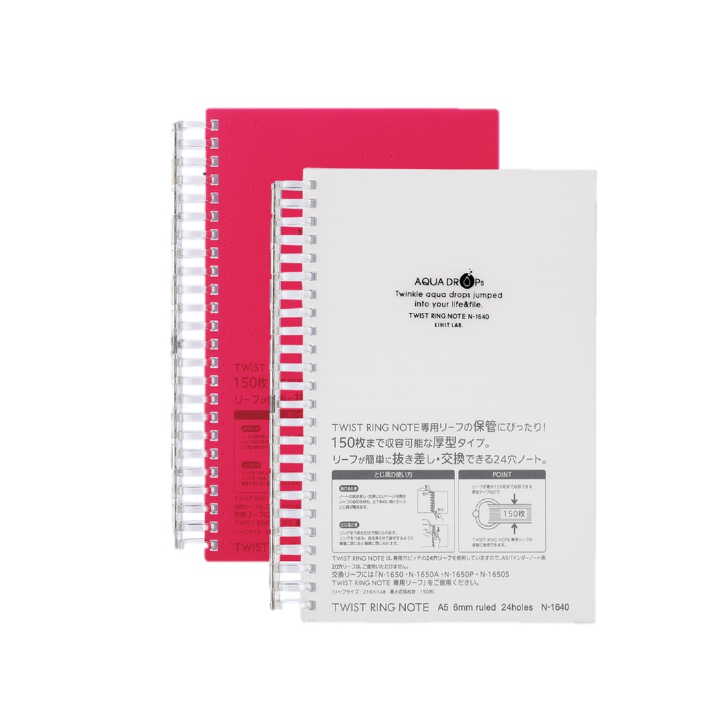 LIHIT LAB. Aqua Drops Twist Note A5 Refillable Notebook (100's) N-1640 ...