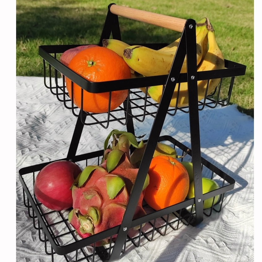 LS 2-Tier Fruit Basket for Table Display Fruits Stand Detachable ...