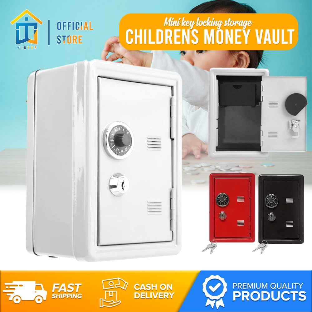 Children Coin Bank Mini Safe Mini Vault Box with Key Lock | Piggy Bank ...
