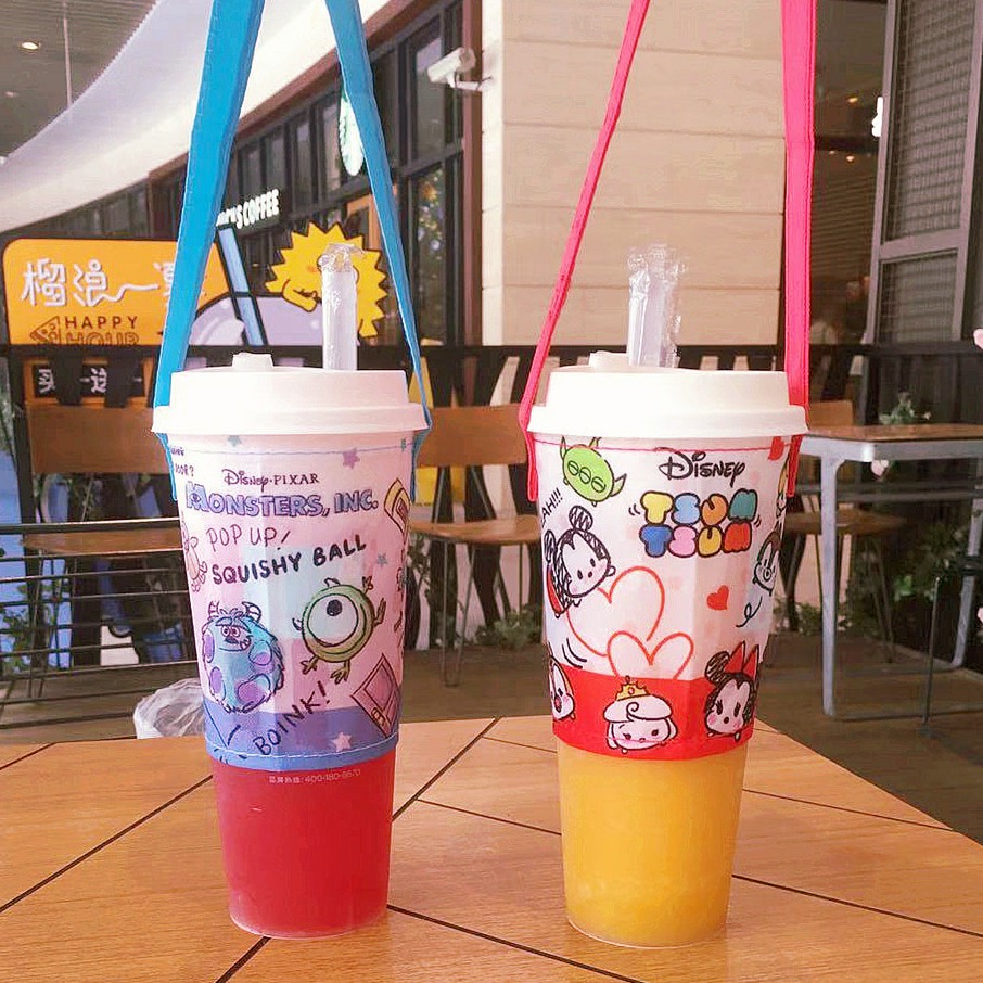 Cute Mickey Pooh Squirrel Cartoon Waterproof Milk Tea Cup Holder Melody Kt Environmental ...