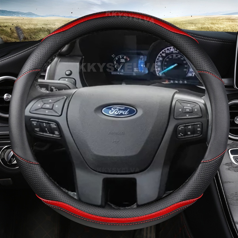 All Model Ford Carbon Fiber Leather Car Steering Wheel Cover Penutup ...