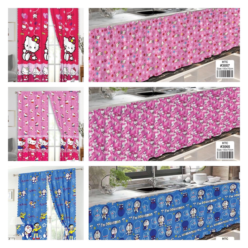 COD 1pcs New hello kitty Kitchen Curtain Lababo Short curtain hello kitty Cotton Curtain 100 ...