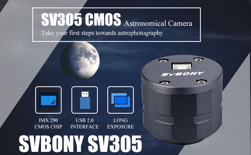 Svbony SV305 Telescope Camera Cmos Digital Astronomy USB 2MP 1.25Inches For Planetary Viewing ...