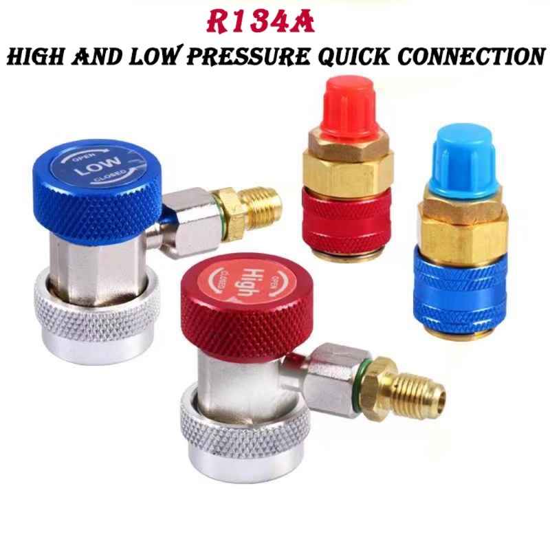 2Pcs R134 A/C Low/High Quick Connector Air Conditioning Coupler Adapter ...