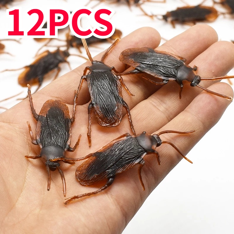 12Pcs Fake Roaches Prank Novelty Cockroach Bugs/Scary Insects Realistic ...