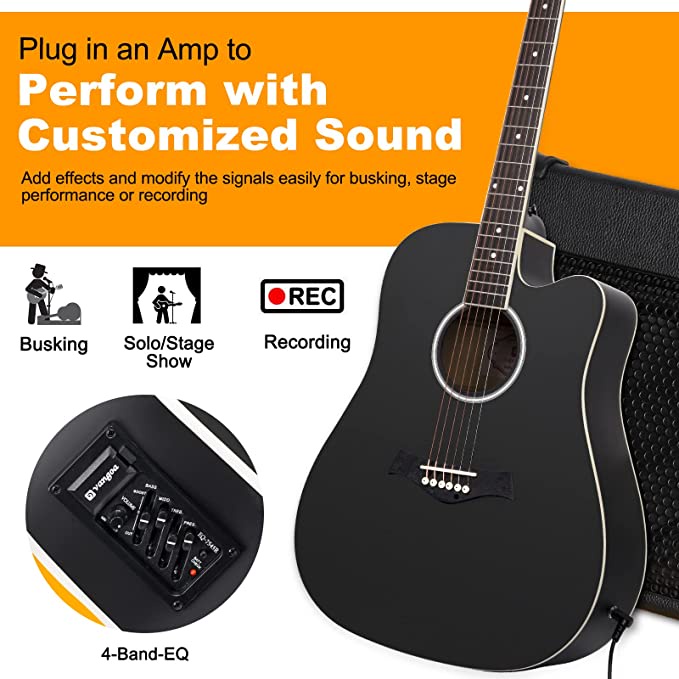 KAWES 41 inch Acoustic Electric Guitar With 4EQ Pickup with Truss Rod ...