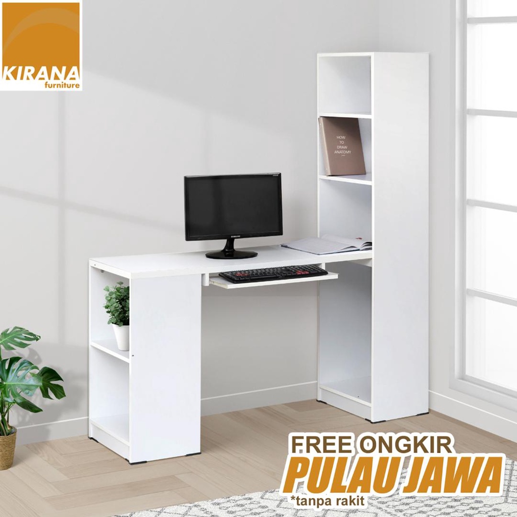 PUTIH Kirana Sandiego Study Table Workbench With Height Bookshelf ...