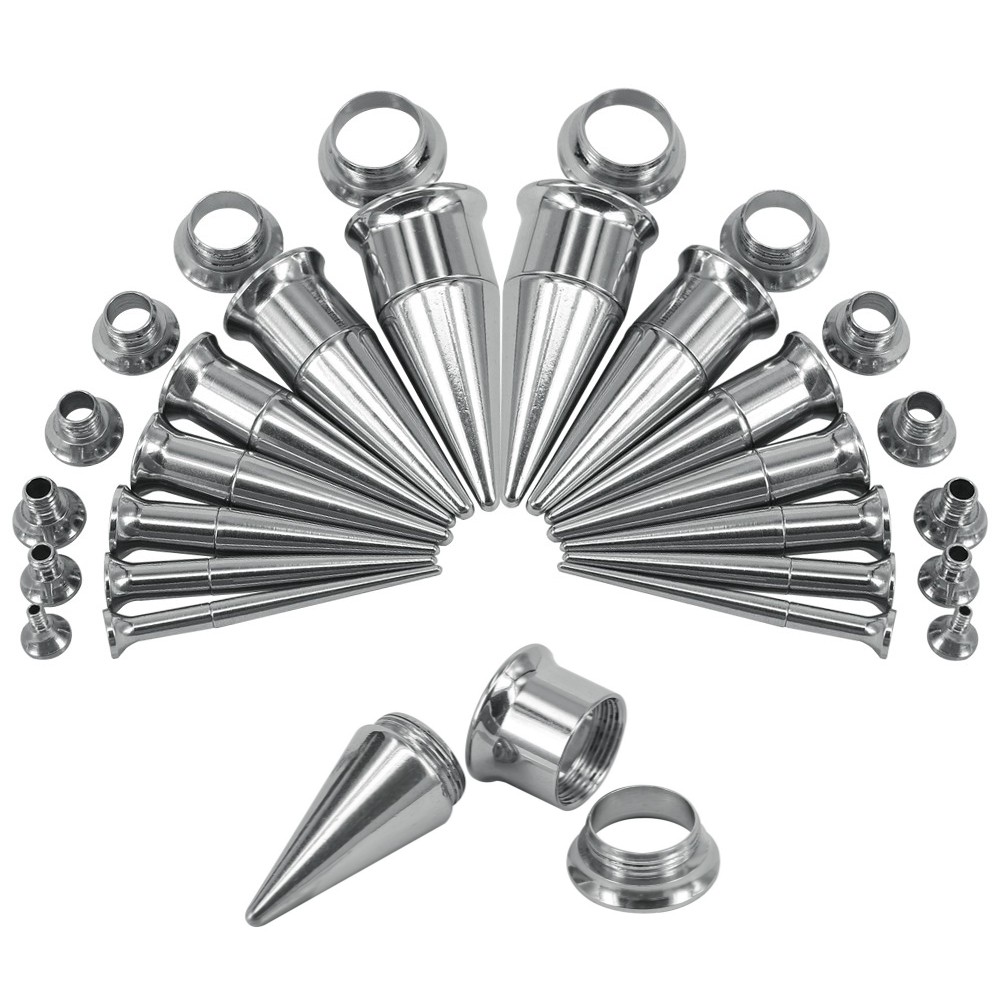 3 in 1 Stainless Steel Screwed Ear Tapers Double Flared Ear Plug and ...