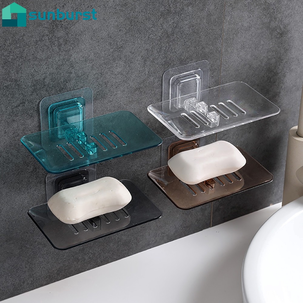 Bathroom Shower Hanging Soap Box Rack / Self Adhesive Soap Shelf / Wall ...