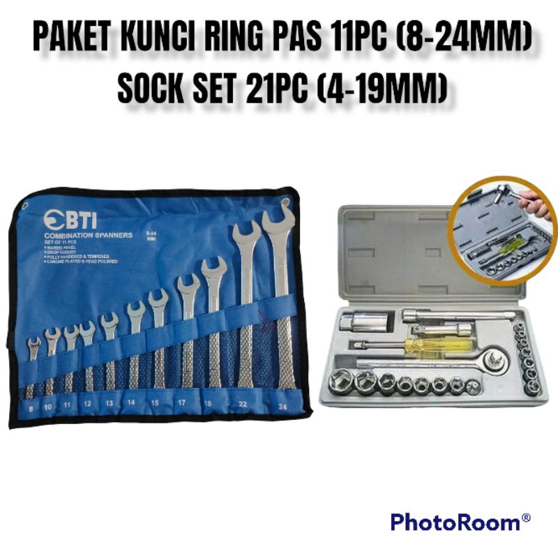 Pas RING KEY PACKAGE SET 11PC 8-24MM SOCKET KEY SET 21PC 4-19MM ...