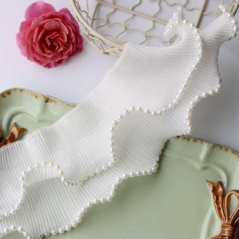 Double-layer Stretch-chiffon Ruching Hand Sewn Beaded Lace Accessories ...
