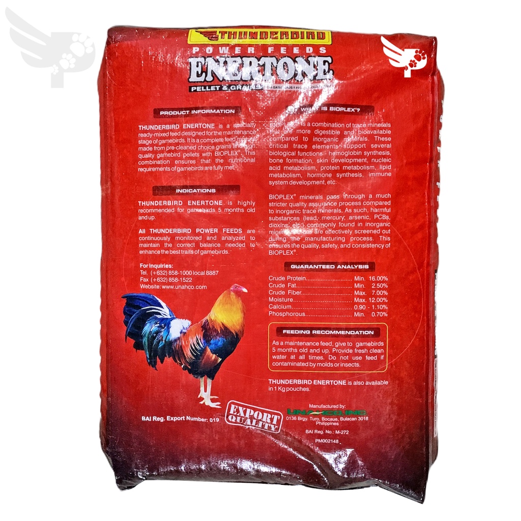 Thunderbird Enertone - 25kg Loose - Maintenance Feeds For Gamefowls ...