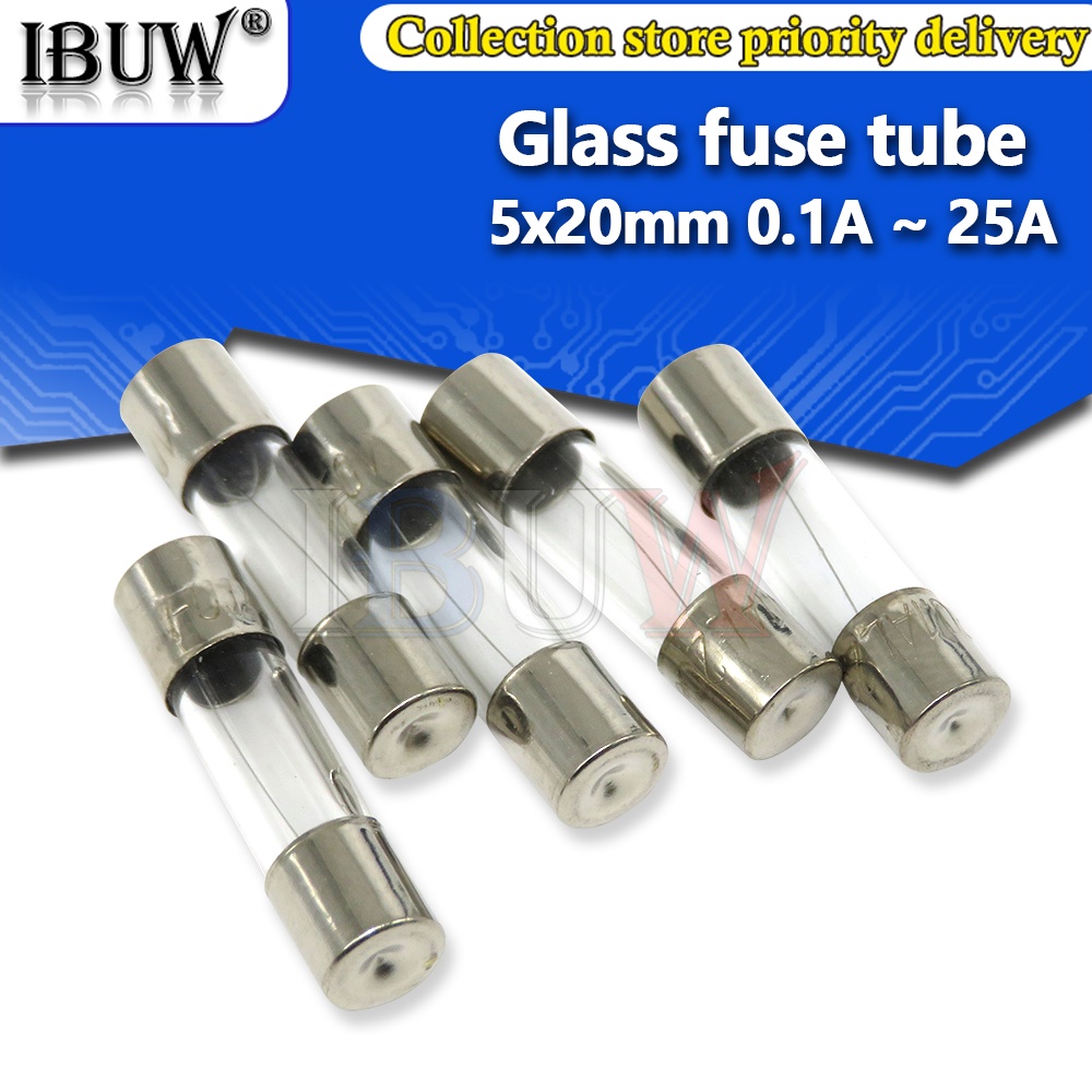 10PCS/lot 5x20 Glass fuse tube 250V 0.1A ~ 25A 5*20 fuse 5*20 0.2A 0 ...