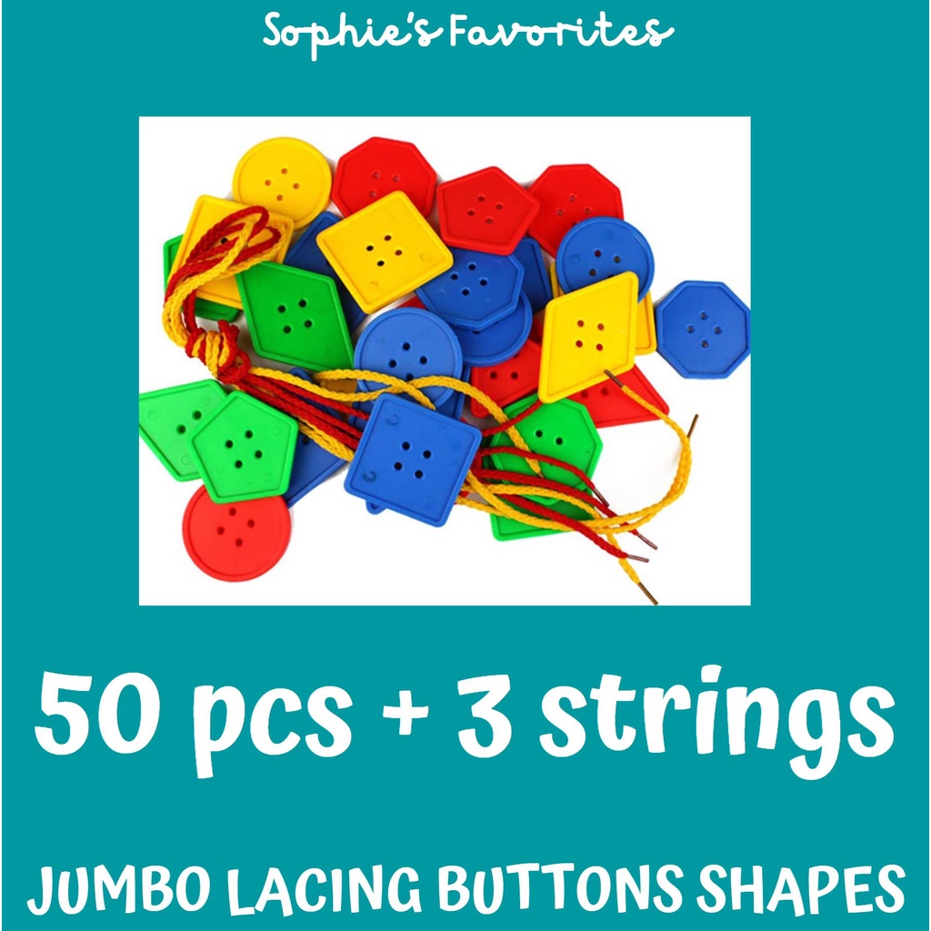 Lacing for kid Shapes Lacing Buttons JUMBO Threading Shapes Colorful ...