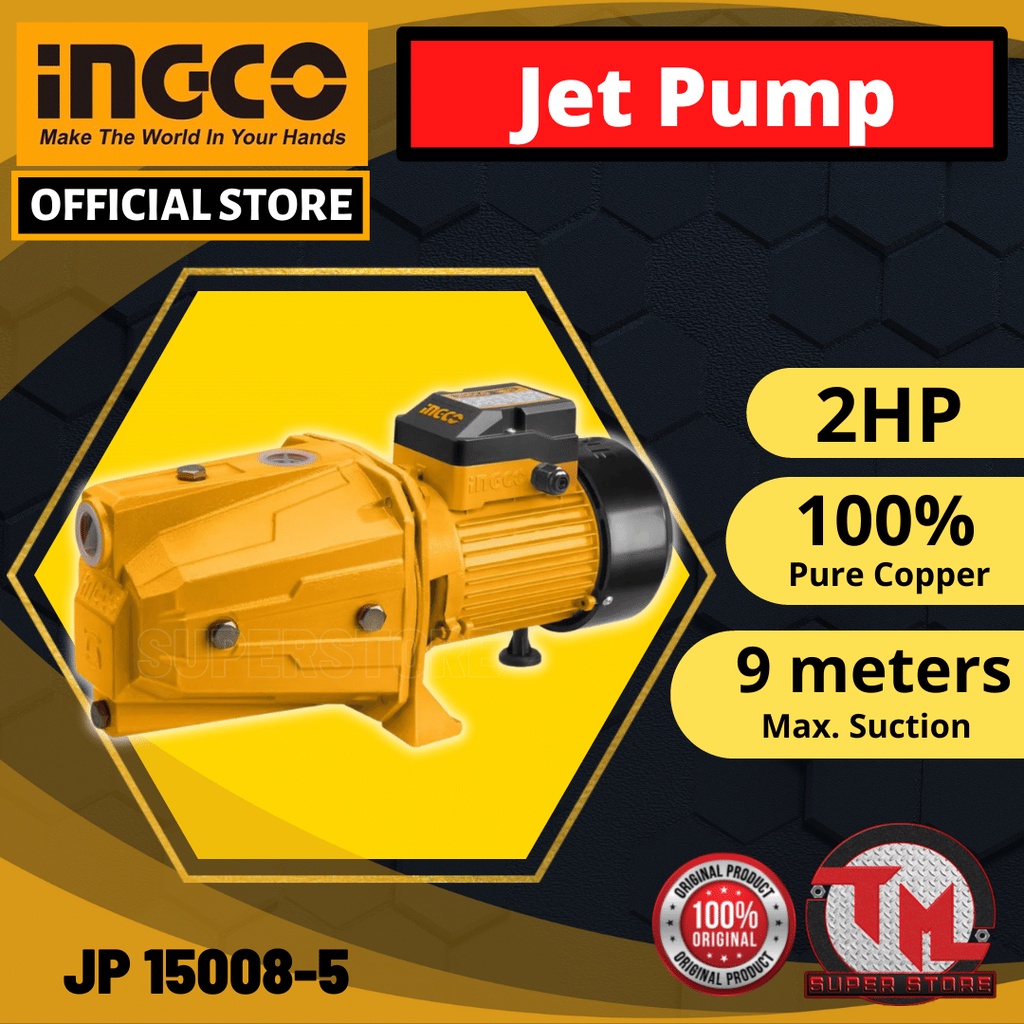 INGCO Water Jet Pump 2HP 1500W JP15008-5 Pure Copper • Tm ss | Shopee ...