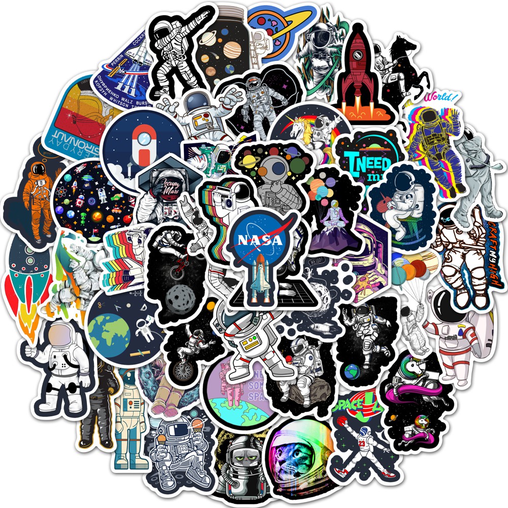 50 PCS Outer Space Sticker UFO Alien Computer Stickers Astronaut Rocket ...