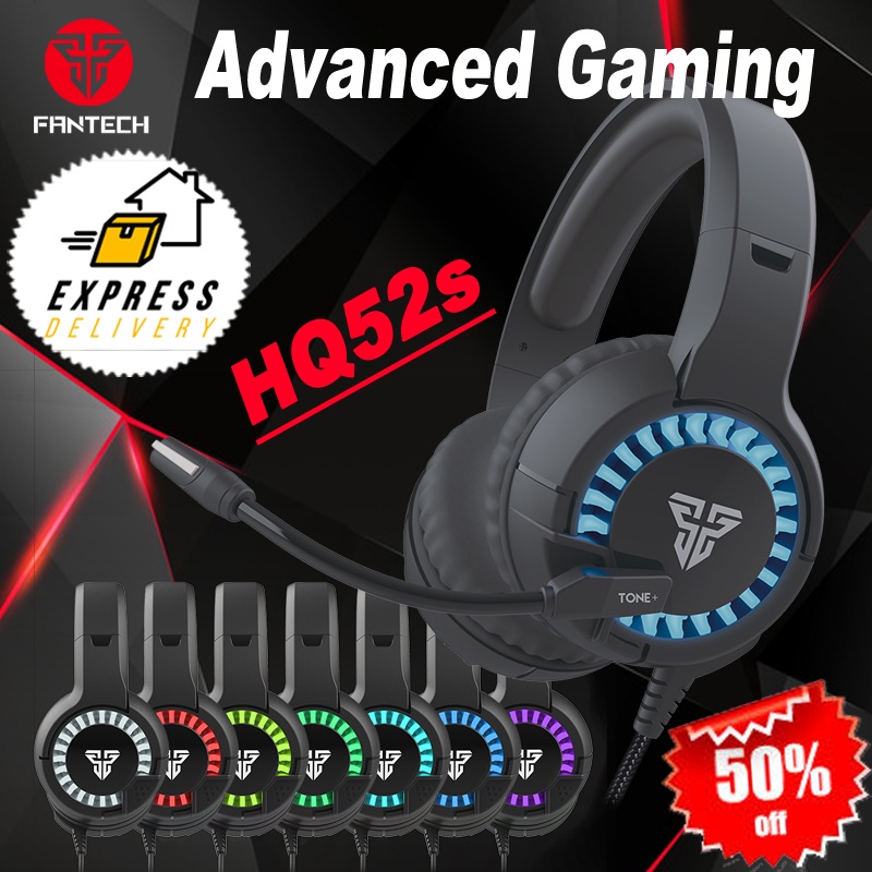 FANTECH RGB Gaming Headset with Noise Cancelling Mic HQ52s Color ...