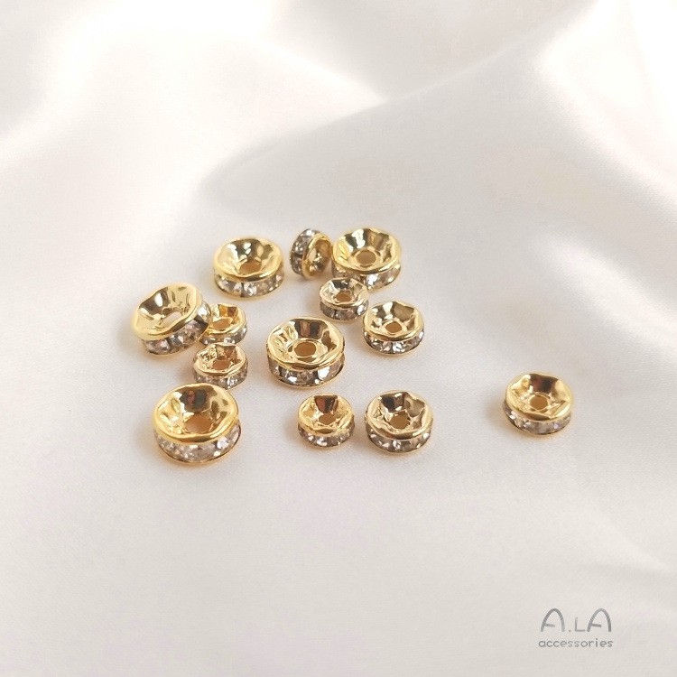 diy゜14K gold 〔10 Piece〕°Colorful diamond ring partition bead inlaid ...