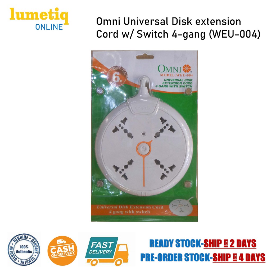 OMNI Universal Disk Extension Cord w/ Switch 4-Gang | Shopee Philippines