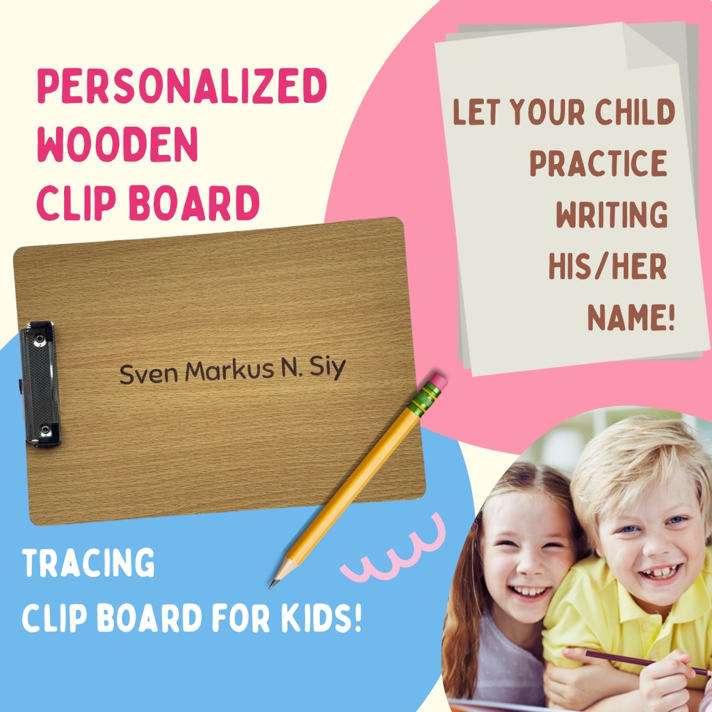 Personalized Engraved Name Tracing Wooden A4 Clip Board Trace Activity ...