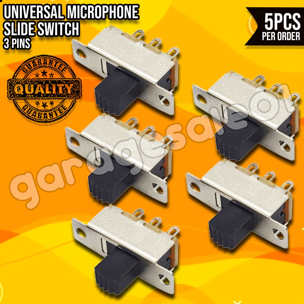 GS 5PCS Universal 3-Pin Microphone Slide Switch – Replacement Switch ...